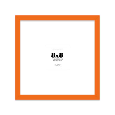 8x8" Orange Picture Frame - 8x8" Square Frame with 4x4" Mount for 8x8 ...