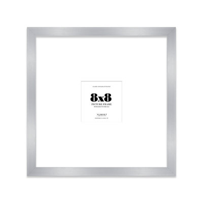 8x8" Silver Picture Frame - 8x8" Square Frame with 4x4" Mount for 8x8 ...