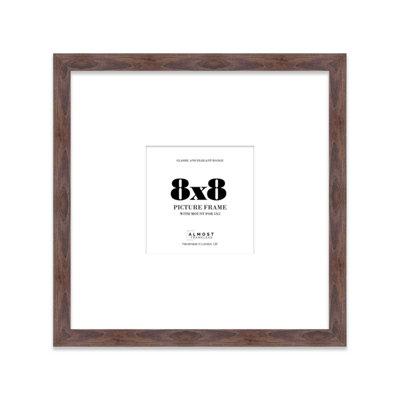 8x8" Walnut Picture Frame - 8x8" Square Frame with 5x5" Mount for 8x8 ...