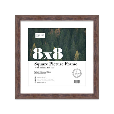 8x8" Walnut Picture Frame - 8x8" Square Frame with 7x7" Mount for 8x8 ...
