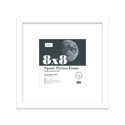8x8" White Picture Frame - 8x8" Square Frame with 6x6" Mount for 8x8 ...