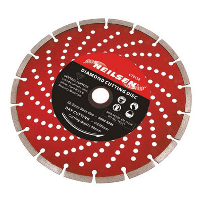 9" 230mm Diamond Cutting Disc Blade Silent Cut 22.2mm Centre (Neilsen ...