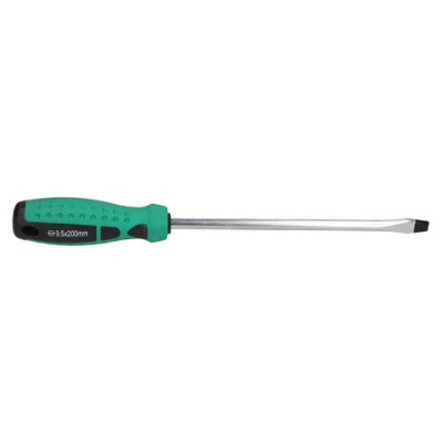 9.5mm x 200mm Slotted Flat Headed Screwdriver with Magnetic Tip Rubber ...