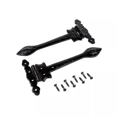 9" Black Antique Spear Hinges False Tee Hinges for Wooden Gates Garage ...