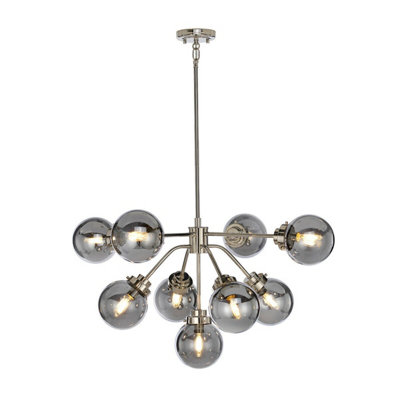 9 Bulb Chandelier Ceiling Light Highly Polished Nickel LED E14 8W LED ...