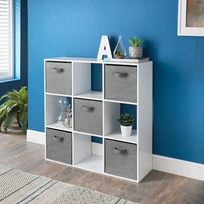 9 Cube Storage Unit Wooden White Bookcase and Shelving Units Cubes