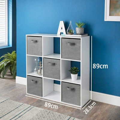 9 Cube Storage Unit Wooden White Bookcase and Shelving Units Cubes