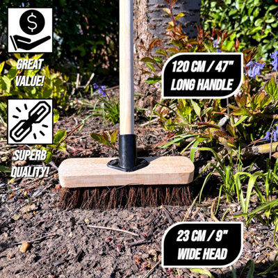 9" Deck Scrub Brush with Handle - Heavy Duty Outdoor Stiff Bassine ...