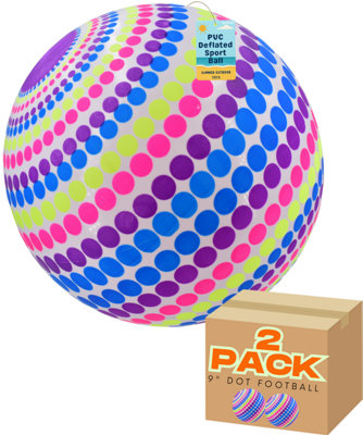 9" Dotted Dot Design Coloured Football Ball for Kids - Inflatable - 2 Pack