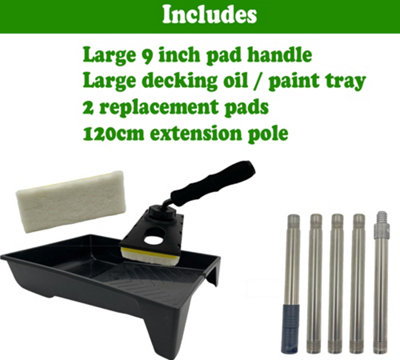 9 Inch Decking Stain Paint Pad Kit Applicator Kit for Decking Paint Oil ...