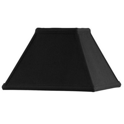 9" Inch Square Tapered Lamp Shade Black Faux Silk Fabric Cover Modern ...