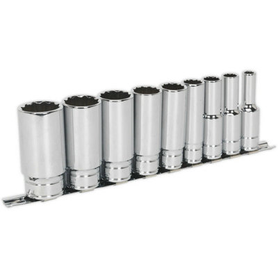 9 PACK - DEEP Whitworth Socket Set - 1/2" Imperial Square Drive 12 ...