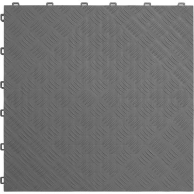 9 Pack Heavy Duty Anti-Slip Grey Treadplate Floor Tiles - 400x400mm ...
