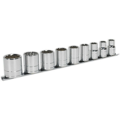 9 PACK - Whitworth Socket Set - 1/2" Imperial Square Drive 12 Point ...