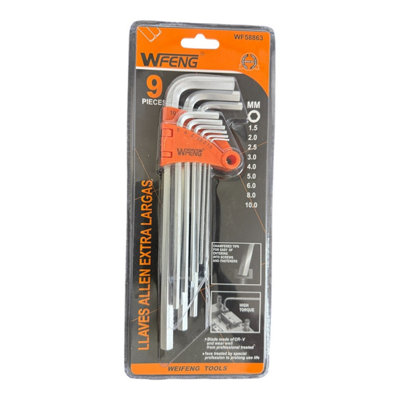 9 pc Allen long steel Hex key set