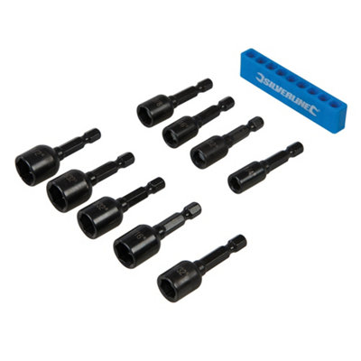 9 Piece 1 4 to 1 2 Magnetic Nut Driver Set Hex Combi Power Drill Socket