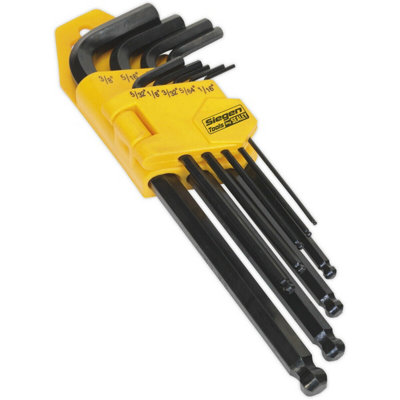 9 Piece Ball-End Hex Key Set - Imperial Sizing - 30 Degree Angled Drive ...