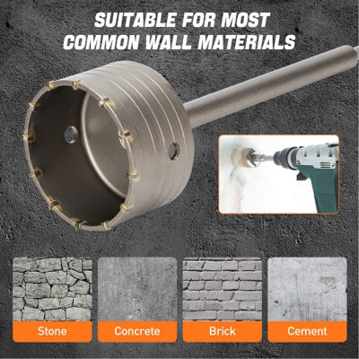 9-piece concrete hole opener drill bit set: 30mm, 40mm, 65mm, 80mm ...