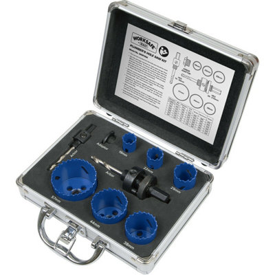 9 Piece Professional Plumbers Hole Saw Kit with Bi-Metal Blades and ...