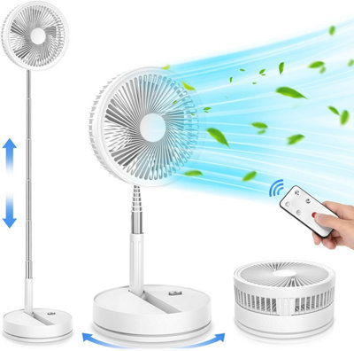 9'' Portable Oscillating Fan with Remote, Foldable, 4 Modes, 7200mAh ...
