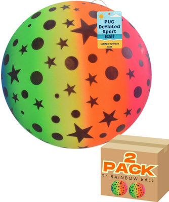 9" Rainbow Stars & Moons Design Football Ball for Kids - Inflatable - 2 ...