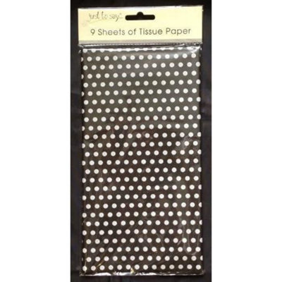 9 Sheets Black with White Polka Dot Spots Tissue Wrapping Paper Gift ...
