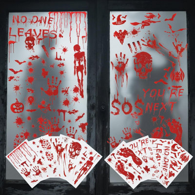 9 Sheets Halloween Window Decorations Stickers, Halloween Blood ...
