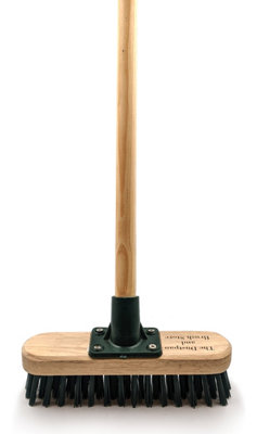 9" Stiff PVC Bristle Decking Brush with Long Wooden Handle - Heavy Duty ...