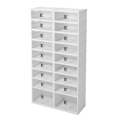 9 Tier Foldable and Removable Shoe Display Cabinet with Transparent Doors