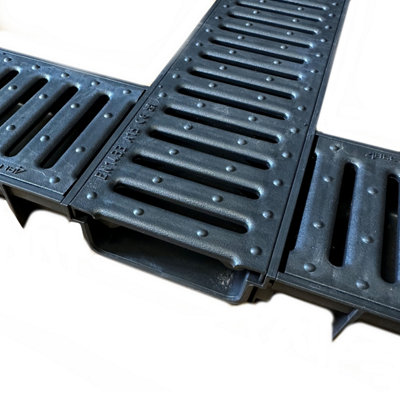 9 x Black Ultra Low Profile Shallow Flow Drain Plastic Grating 50mm ...