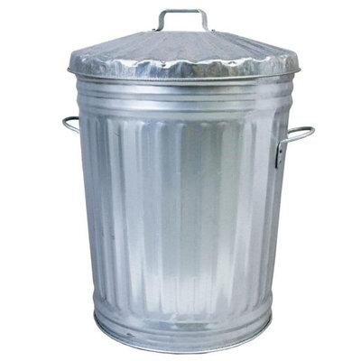 90 Litre Extra Large Steel Galvanised Outdoor Metal Kitchen Dustbin ...