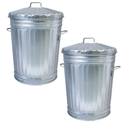 90 Litre Extra Large Steel Galvanised Outdoor Metal Kitchen Dustbin ...