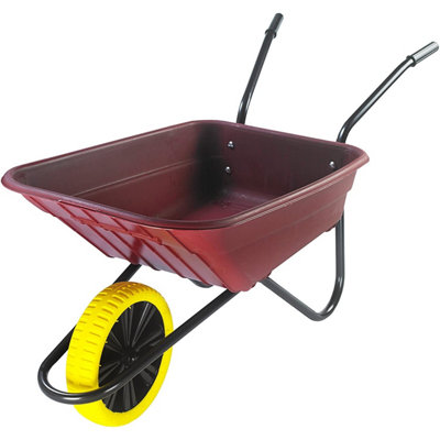 90 Litre Shire Heavy Duty Plastic Wheelbarrow Burgundy Puncture Proof ...