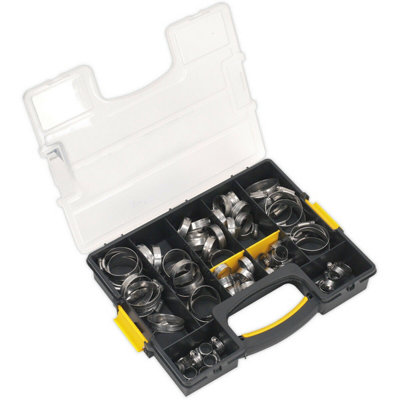 90 Pc Stainless Steel Hose Clip Assortment - 10 to 57mm - Externally ...