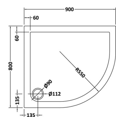 900 x 800mm Right Handed Offset Quadrant Stone Shower Enclosure Tray ...