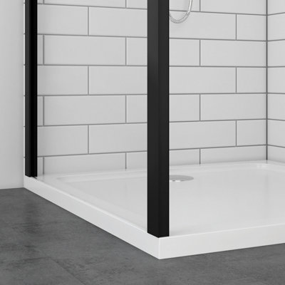 900mm Bathroom Shower Enclosure Side Panel Easy Clean Glass Black