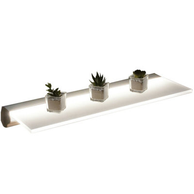 900mm Illuminated LED Floating Shelf Opal Bathroom Kitchen Bar Display ...