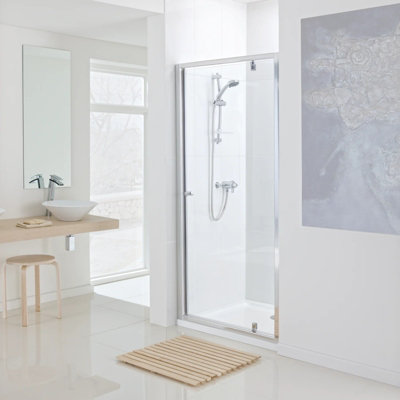 900mm Pivot Shower Door Chrome Modern Style 1830mm Height Lakes Alterna