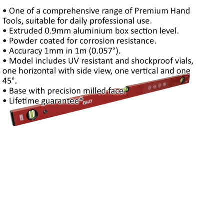 900mm Precision Milled Powder Coated Spirit Level with 45 Degree Angle Rule
