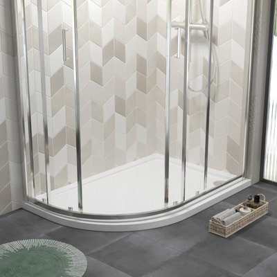 900mm x 800mm Premium Shower Tray - Right Hand Offset Quadrant - White