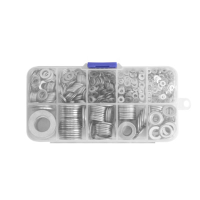 900Pcs Multiple sizes Sliver Stainless Steel Flat Washers Set