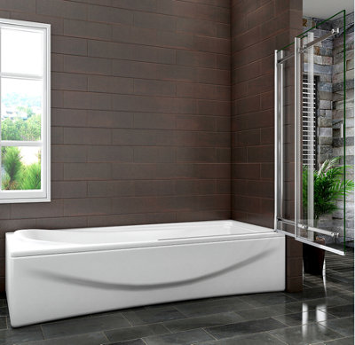 900x1400mm Chrome Bathroom Sliding Over Bath Shower Screen 6mm Safety Glass