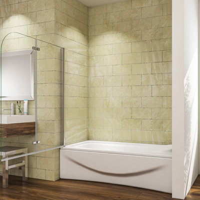 900X1400MM SLINE SANITARY OVER BATH SHOWER SCREEN PIVOT HINGED 2 FOLD ...