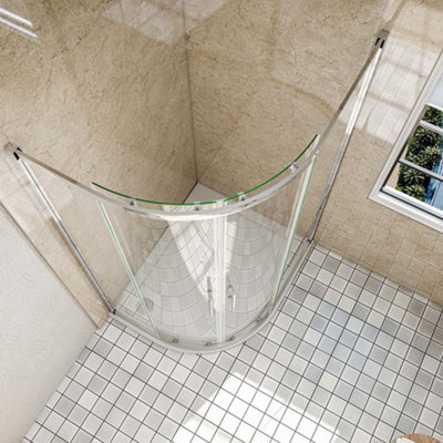 900x800x1850mm Quadrant Shower Enclosure+900x800mm Left Stone Tray ...