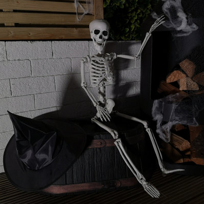 90cm (3ft) Posable Full Body Halloween Skeleton Decoration with Movable ...