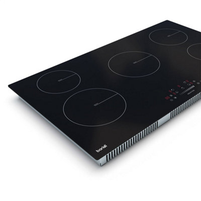 90cm 9300W 4 Zone Electric Induction Hob - Black Glass Touch Control Flush | DIY at B&Q