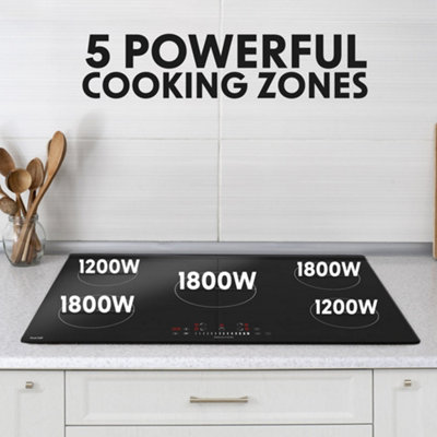 90cm 9300W 4 Zone Induction Hob with Touch Control - Sleek Black Finish