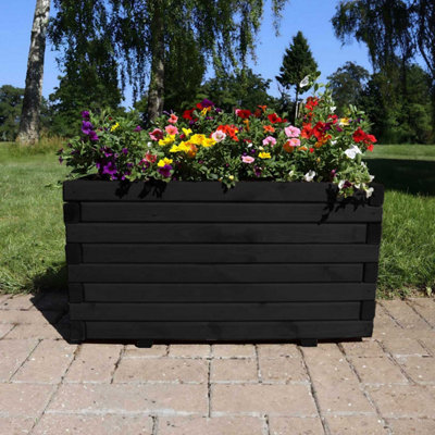 90cm Black Pine Raised Wooden Trough Planter