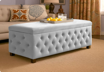 90cm Empire Chesterfield Ottoman Bench with Storage and Square Wooden ...