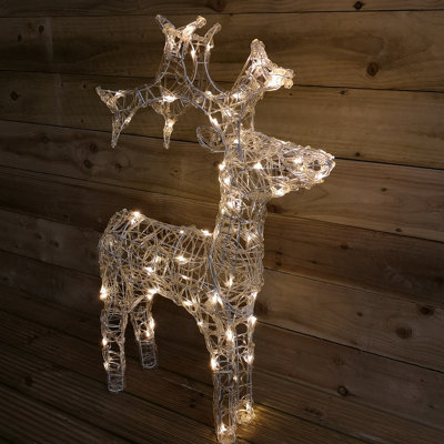 90cm LED Indoor Outdoor Acrylic Standing Reindeer Christmas Decoration ...